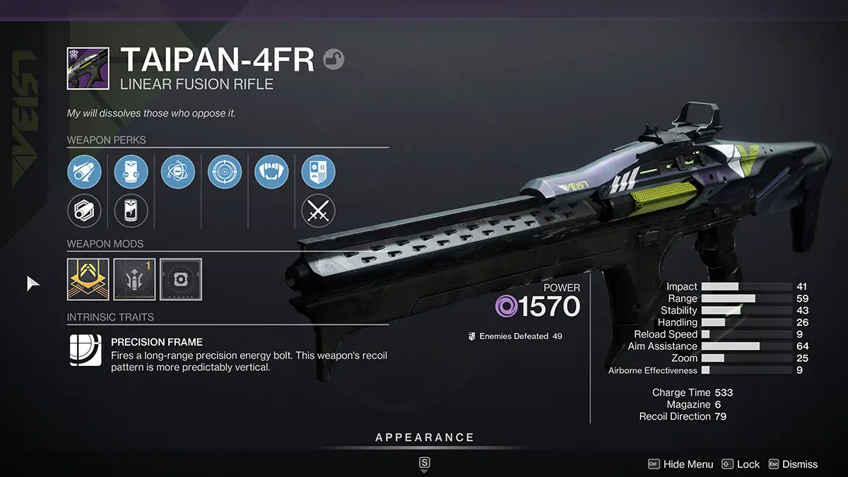 Destiny 2 Taipan-4FR God Roll guide – PvP e PvE
